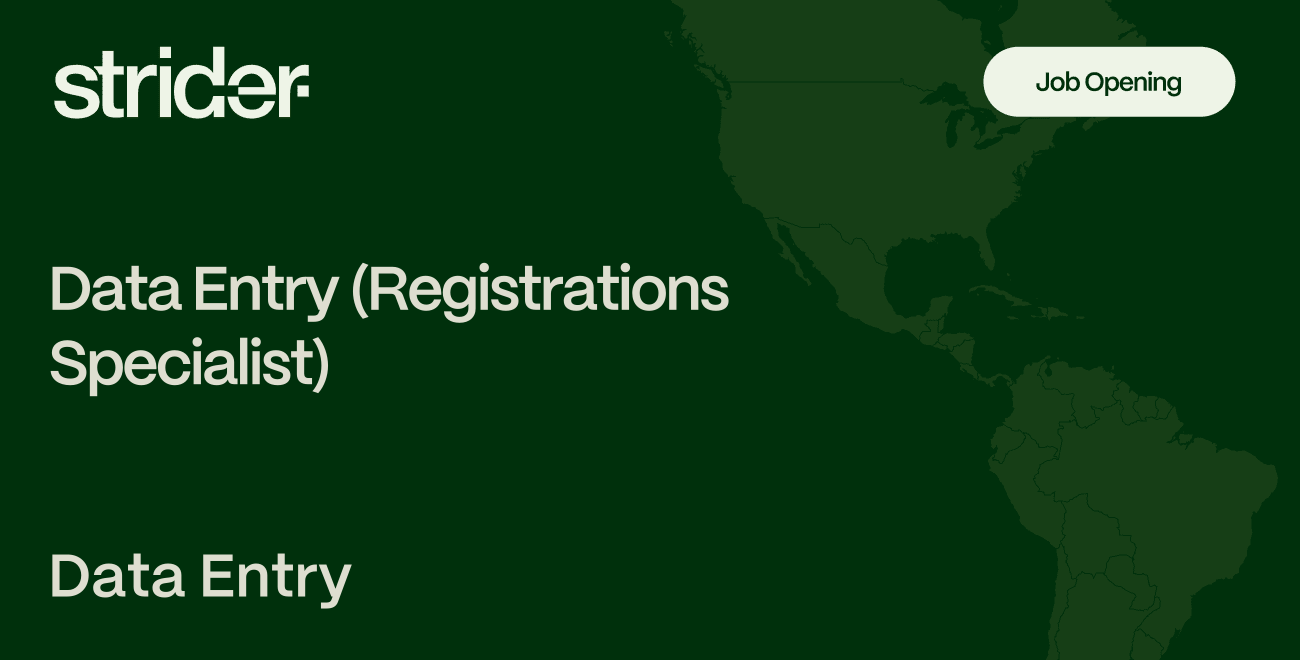Data Entry (Registrations Specialist) - Data Entry, - Enterprise software market | Strider Jobs