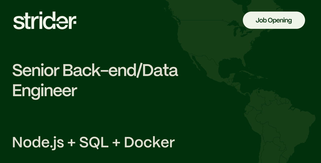 Senior Back-end/Data Engineer - Node.js, SQL - Marketing market | Strider Jobs