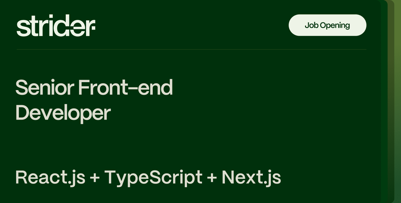 Senior Front-end Developer - React.js, TypeScript - Pet Health market | Strider Jobs