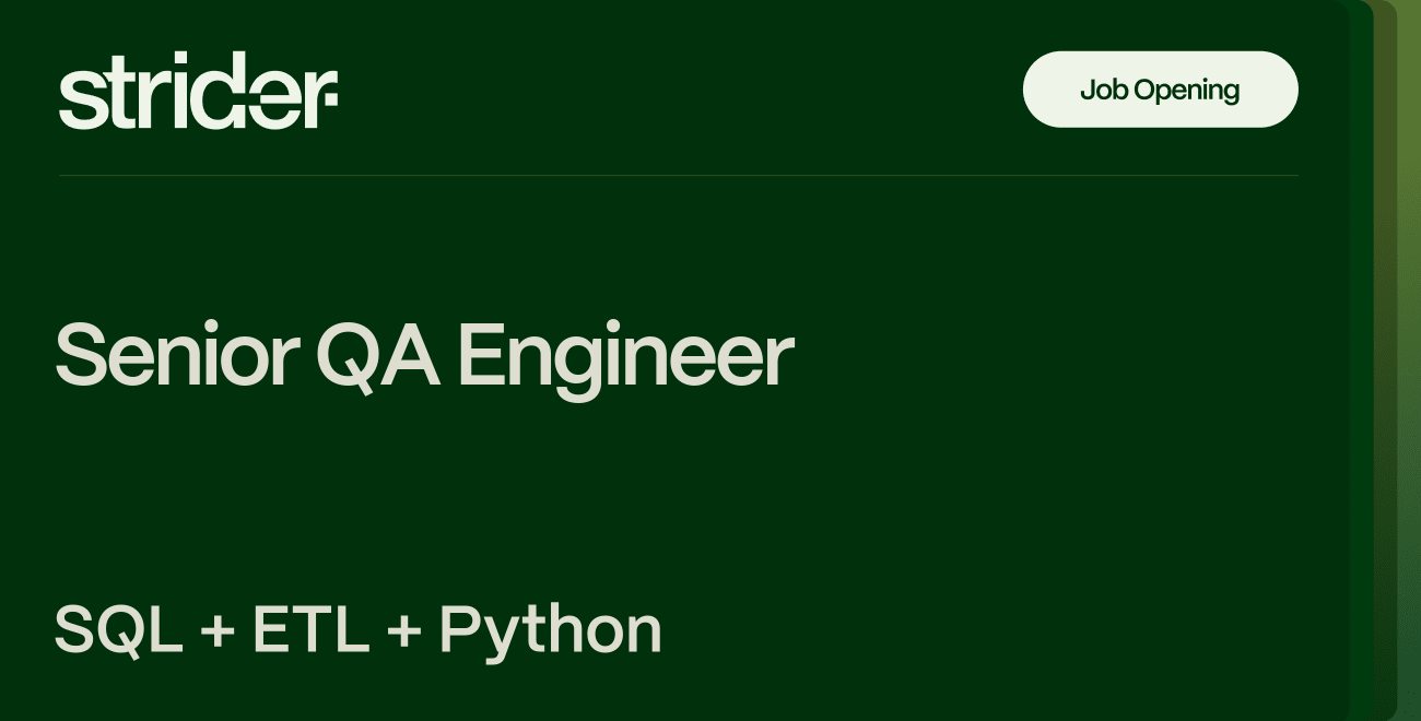 Senior QA Engineer - SQL, ETL - Analytics / Data market | Strider Jobs
